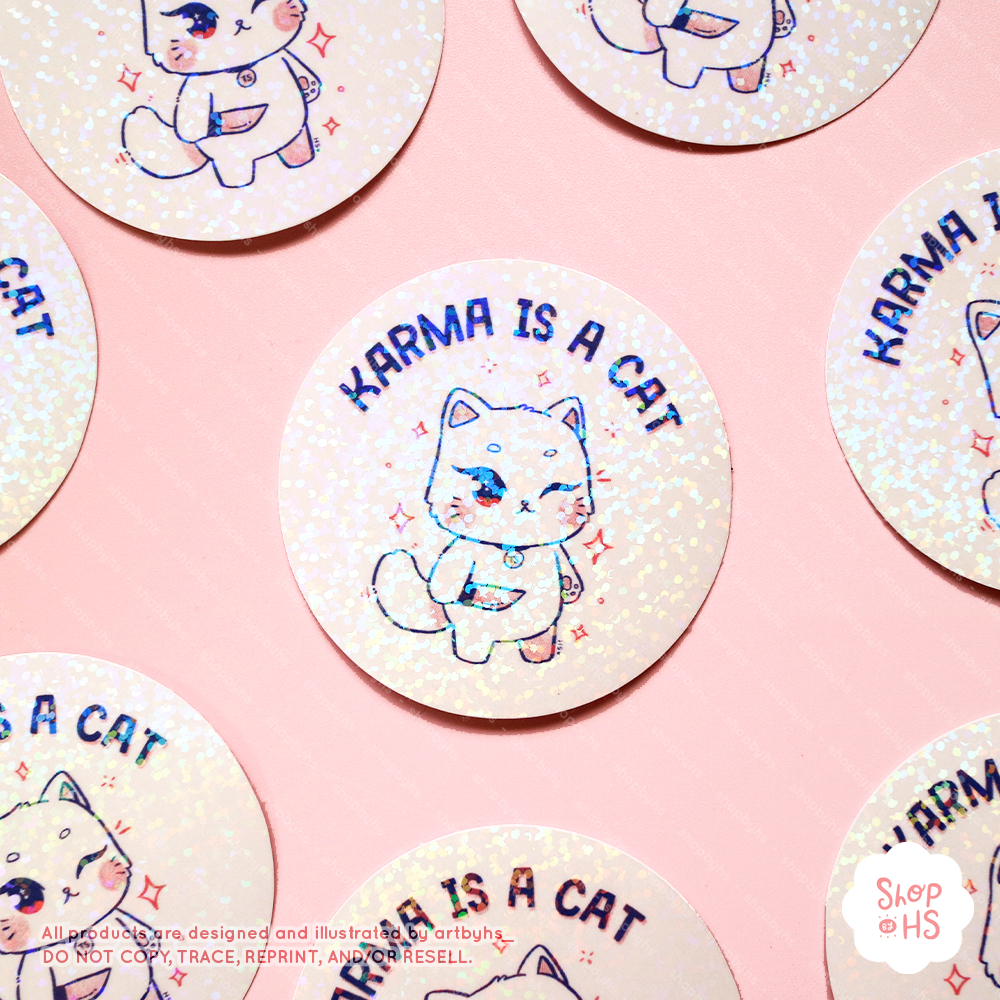 Karma Is A Cat Vinyl Sticker | Shopee Philippines
