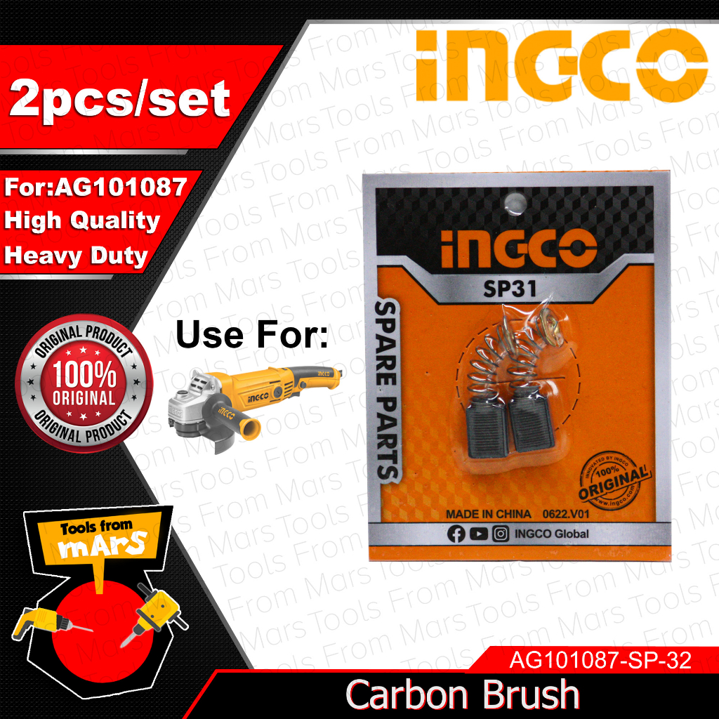 INGCO 2PCS/SET Carbon Brush for Angle Grinder Replacement Part Carbon ...