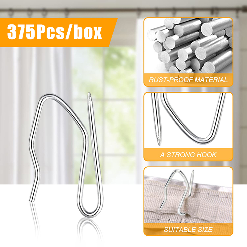 375pcs Drapery Hooks Pins for Curtains, Metal Curtain Hooks Pins ...