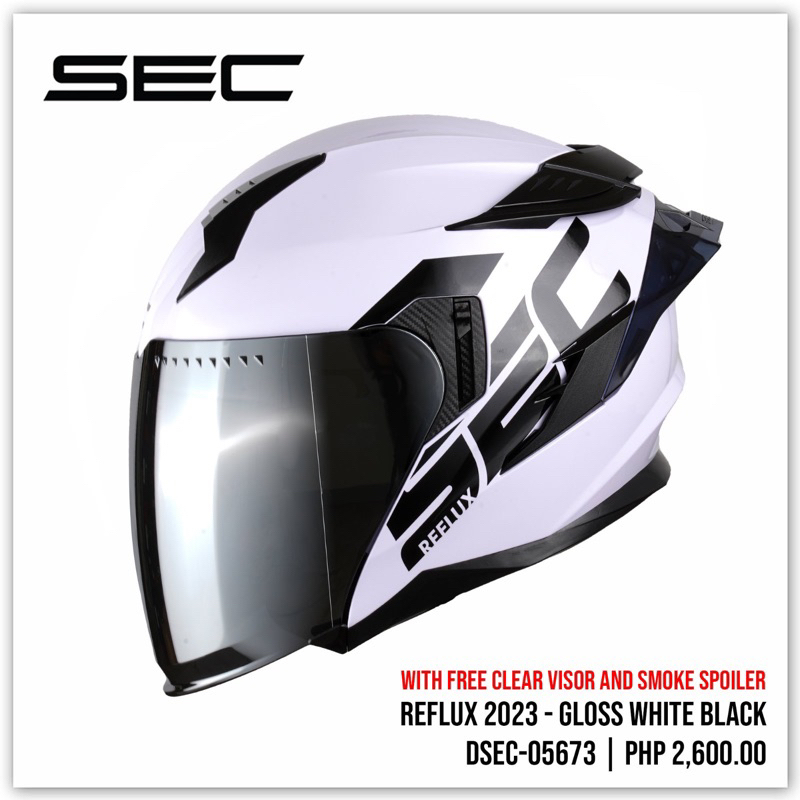 Reflux SEC half face dual visor helmet with FREE CLEAR LENS & SPOILER ...
