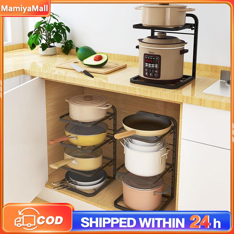 READY STOCK Kitchen Pot Rack Multi-layer Rack Adjustable Cabinet Pantry ...