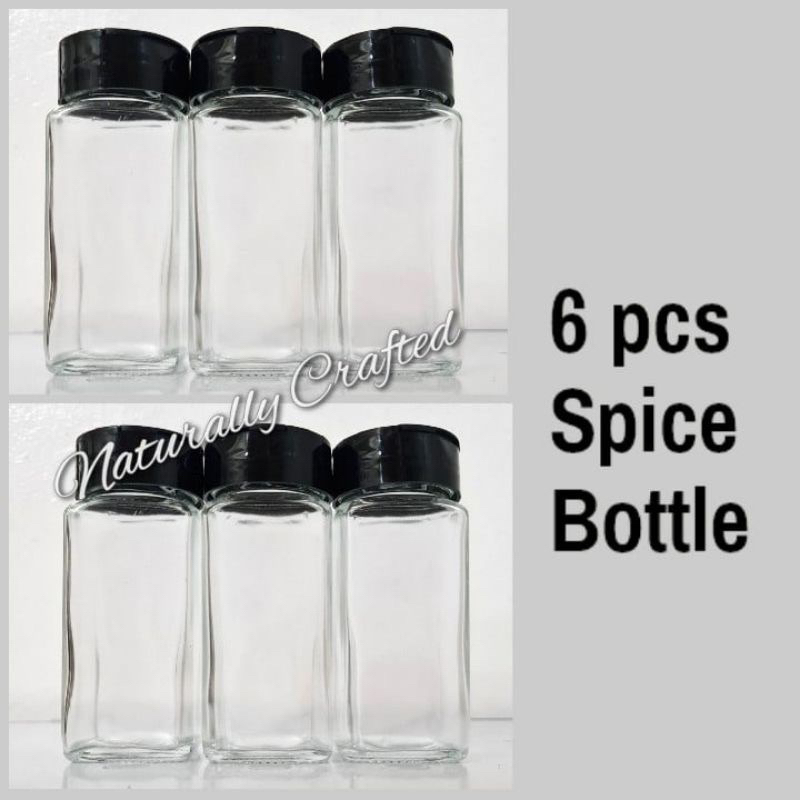6pcs 120ml Black Cap Spice Square Glass Jar | Shopee Philippines