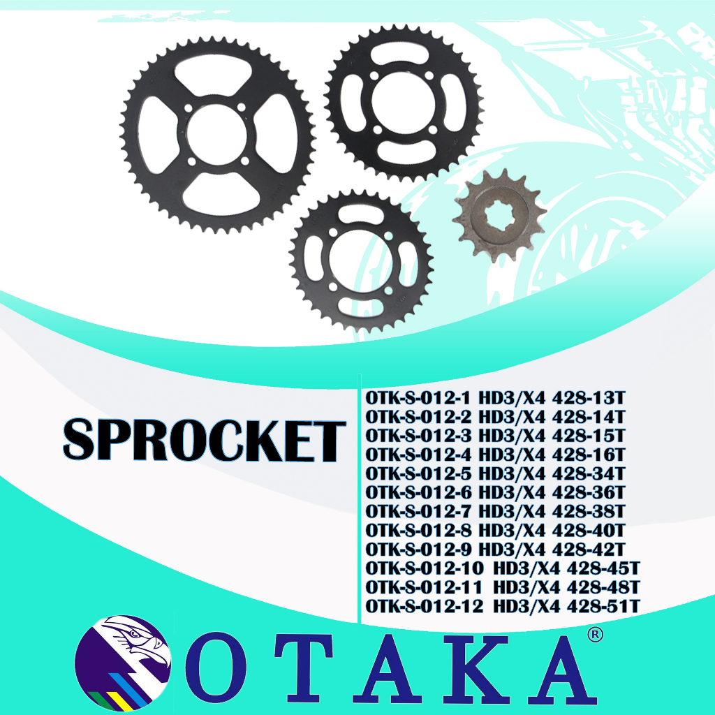 OTAKA SPROCKET MOTORCYCLE REAR SPROCKET FOR HD3/X4 /GP125/EURO( 428-34T ...