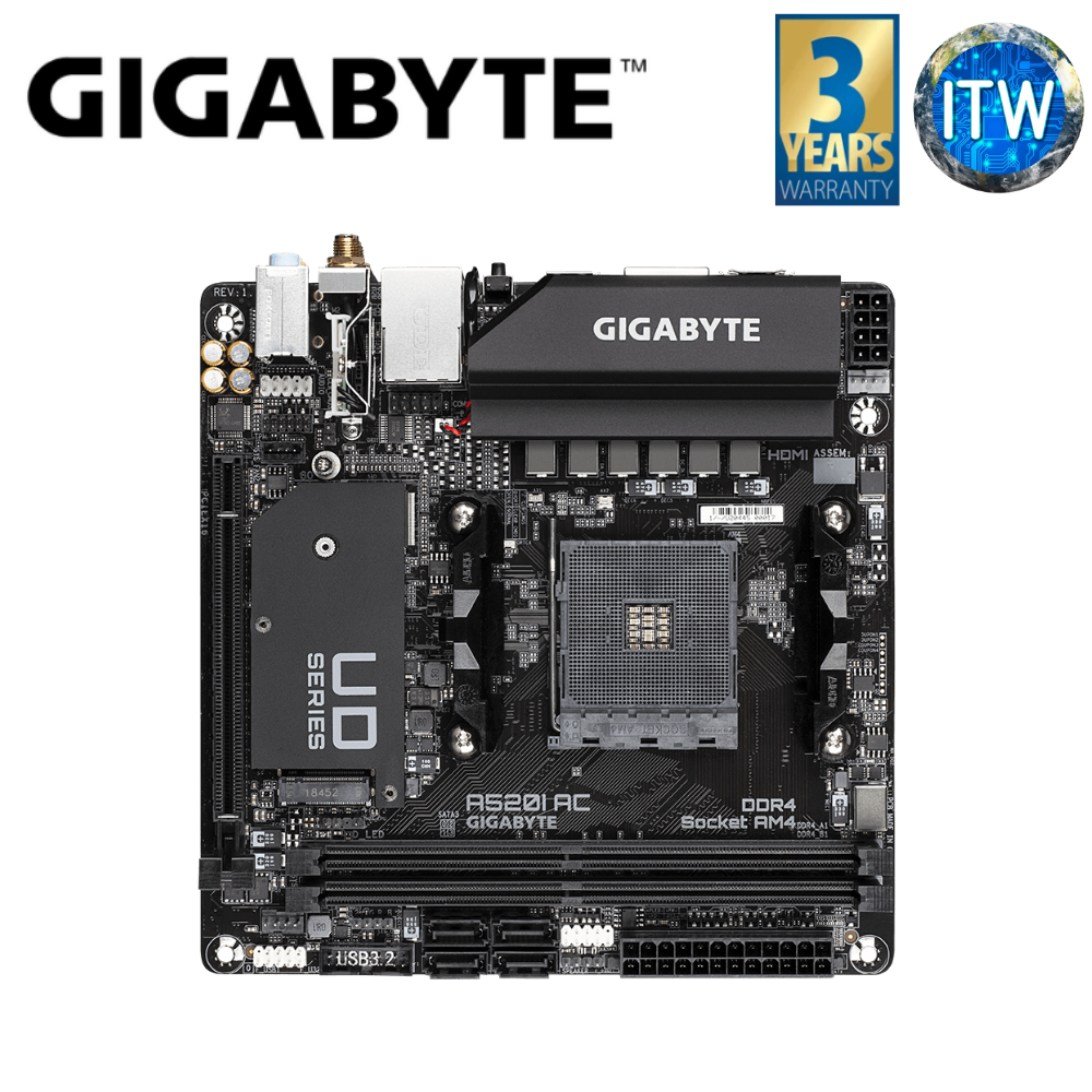 Gigabyte A520I AC Mini-ITX AM4 DDR4 Ultra Durable Motherboard | itw ...
