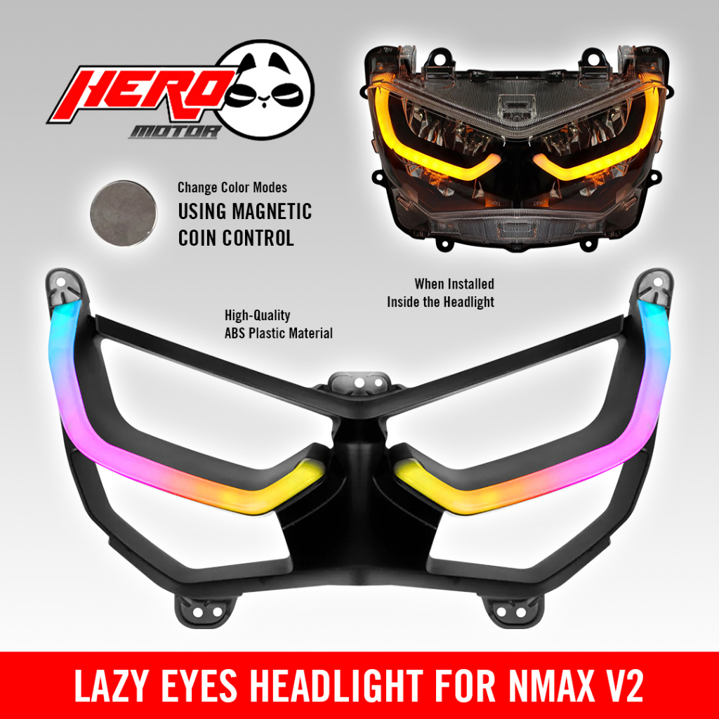 Nmax V2 Lazy Eyes Mask Headlight Assembly RGB LED Vivid Color Park ...