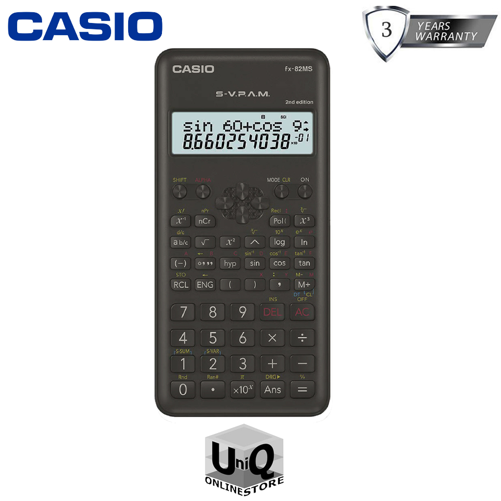 Casio Standard Scientific Calculator 10 + 2 digits FX-82MS, Dot matrix ...