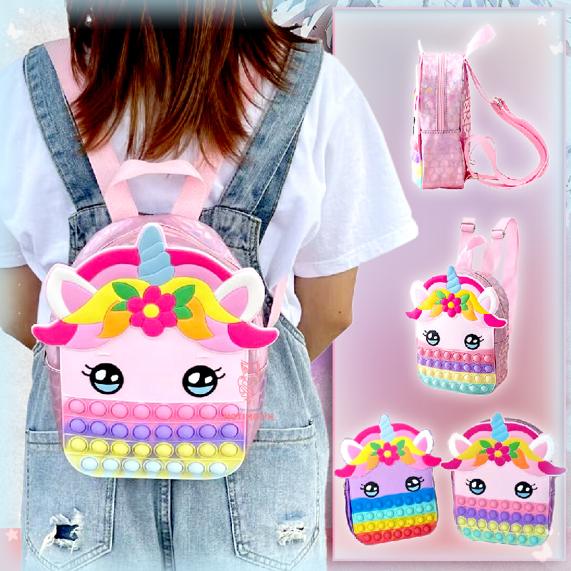 From PH Unicorn Backpack for Girls Pop It Fidget Toy Bubble Cartoon Bag ...
