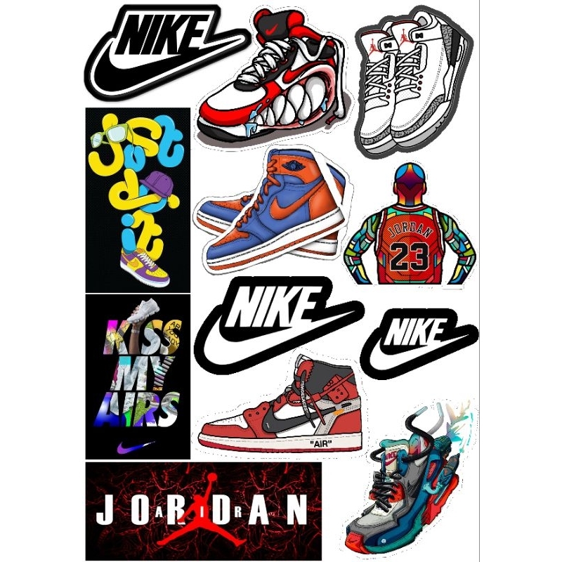 jordan nike sticker set waterproof glossy | Shopee Philippines