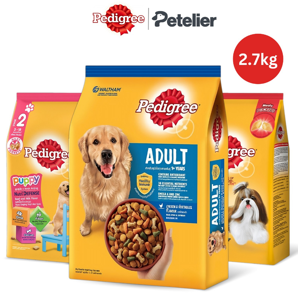 Pedigree Dry Dog Food 2.7kg All Breeds & Flavors for Adult/Puppy ...