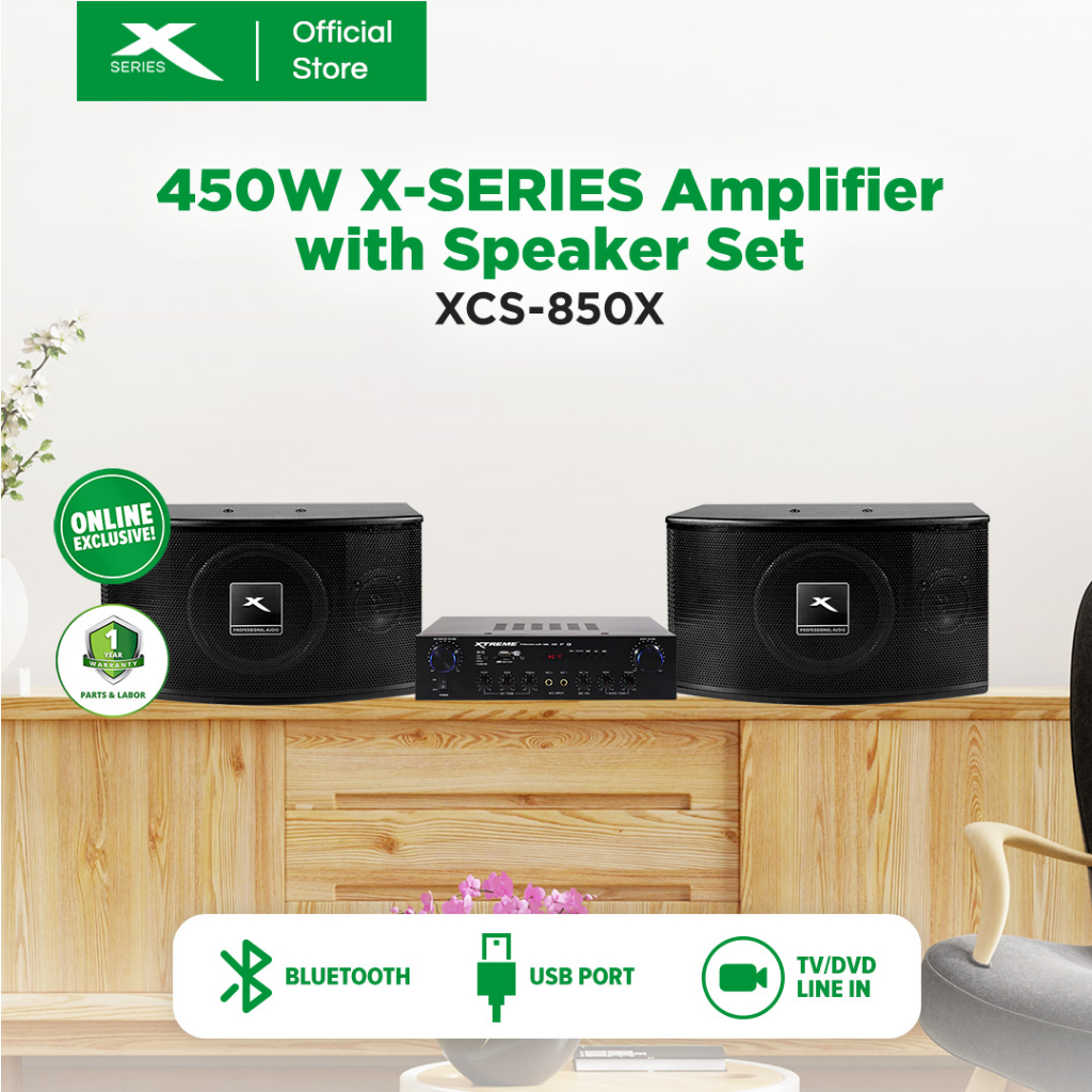 X-SERIES 450W Amplifier & Speaker Set Bluetooth FM Radio USB SD Card w ...