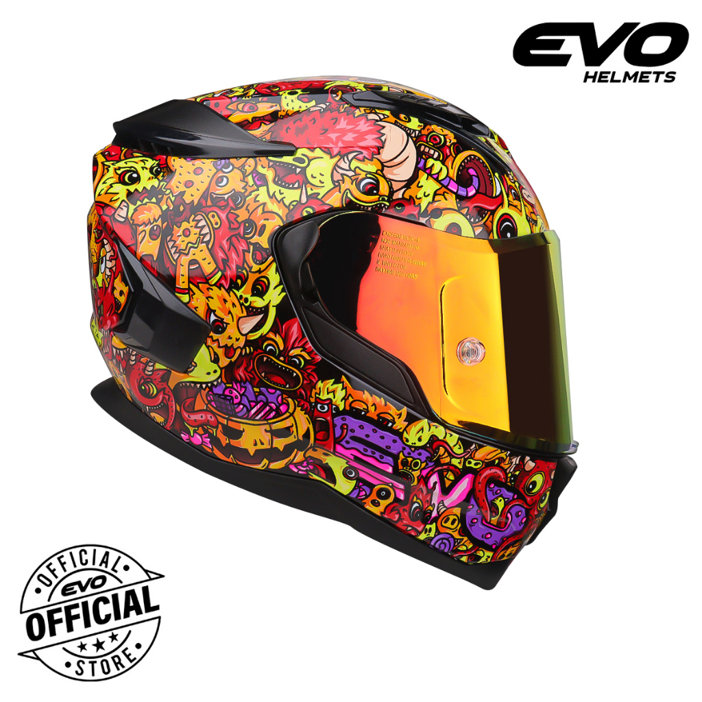 EVO AR-01 Beastie Full Face Dual Visor Helmet Motorcycle With Free ...