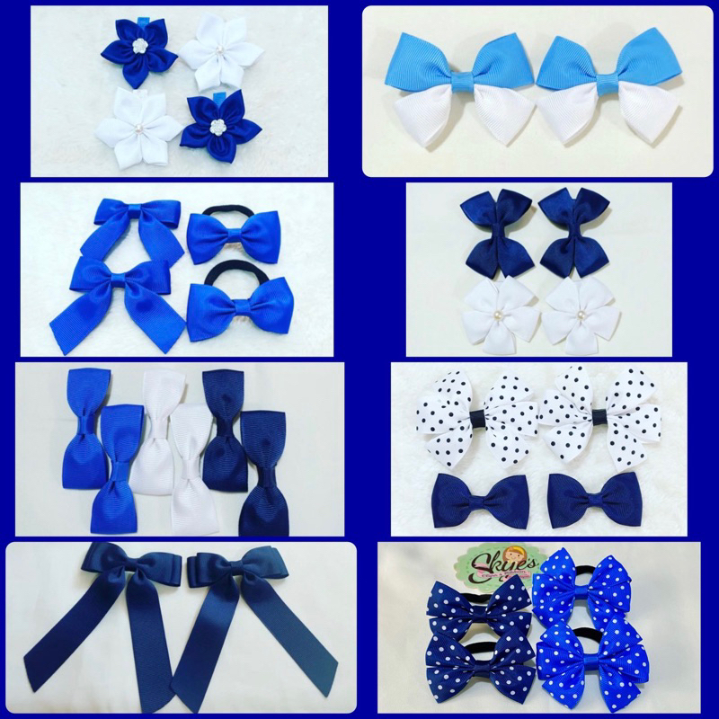 / Royal Blue Hair Clips Ponytails Bows Shades of Blue SCRB Accessories ...