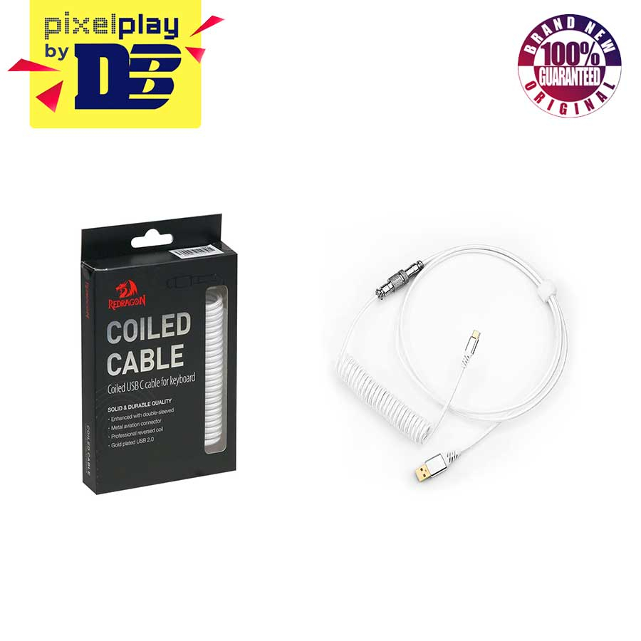 Redragon A115 Coiled USB-C Cable For Gaming Keyboard (White) | Shopee ...
