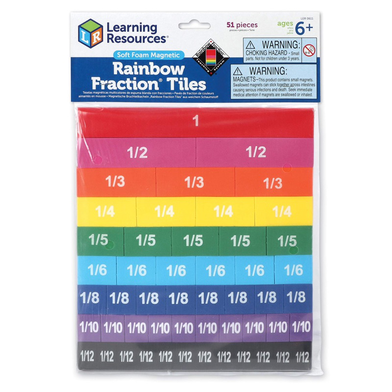 Learning Resources Magnetic Rainbow Fraction Tiles, Visual/Tactile ...