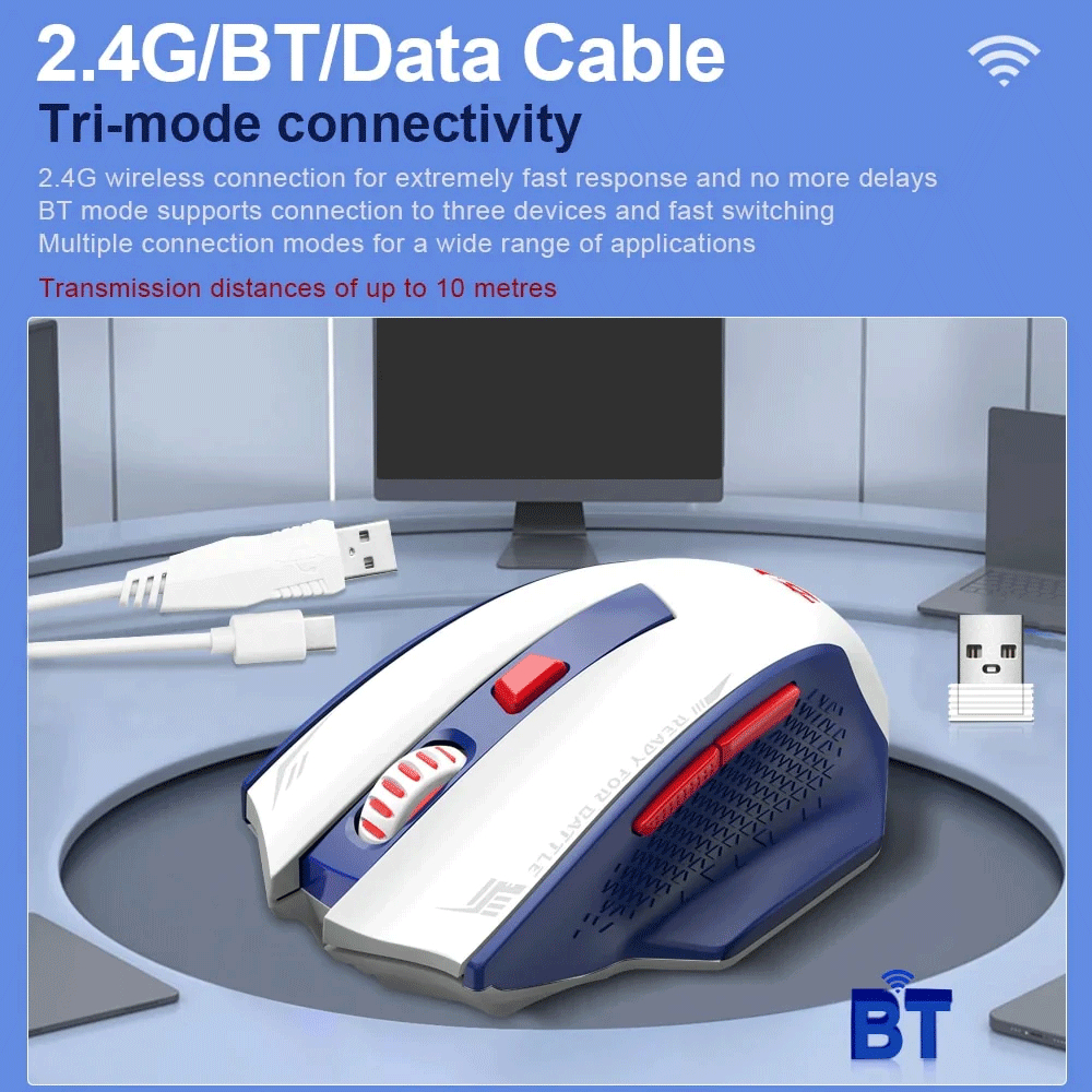 Redragon Woki RGB Wireless Gaming Mouse White-Blue (M994WBR) | Shopee Philippines