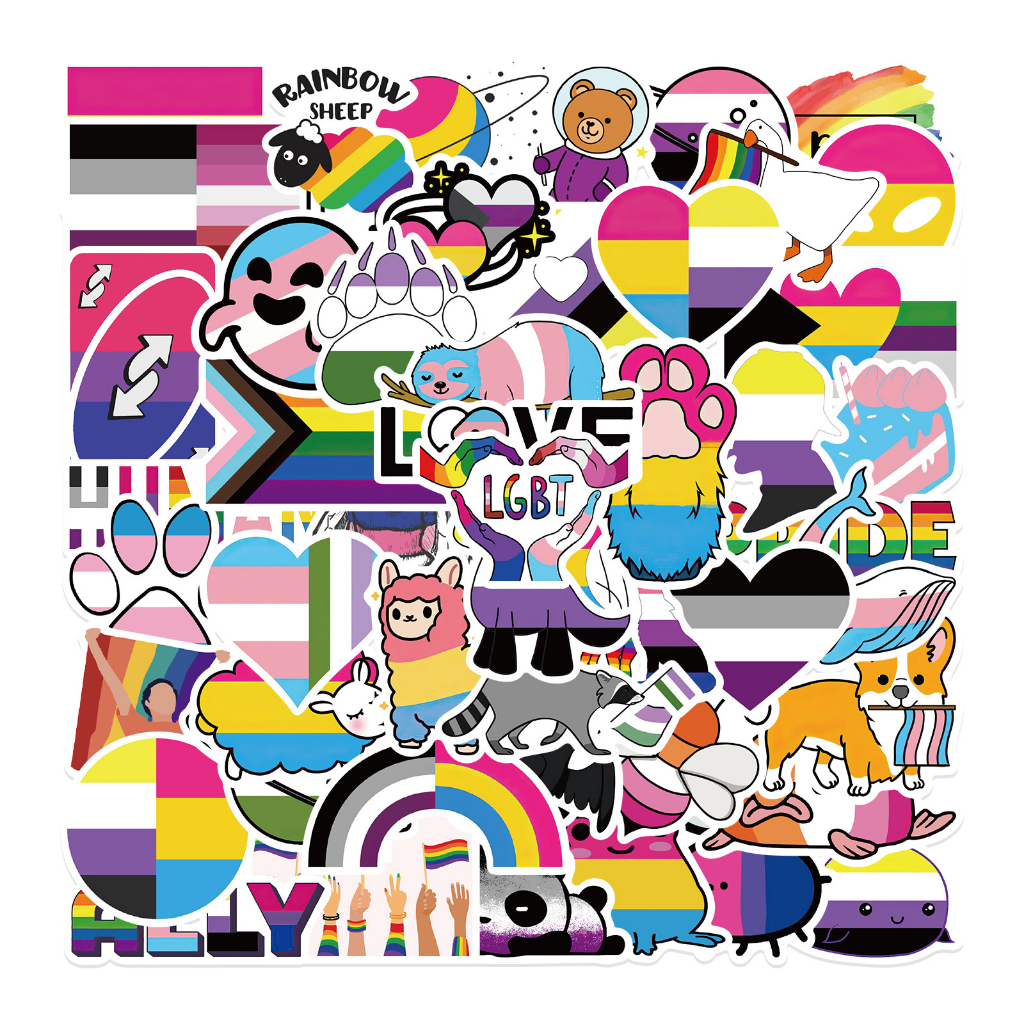 50Pcs LGBT -Colorful Rainbow Graffiti Series Stickers DIY Mixed Luggage ...