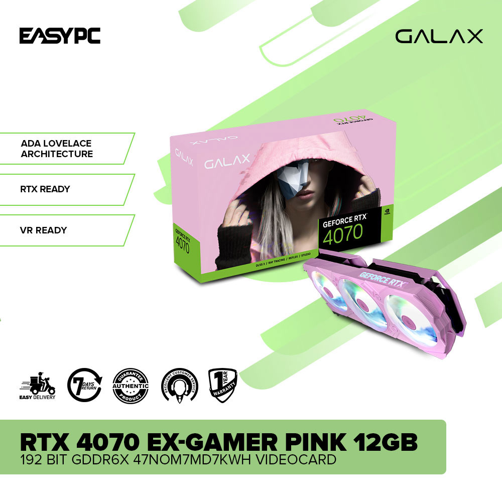 EasyPC| Galax GeForce RTX 4070 EX-Gamer GDDR6X graphics card| Pink and ...