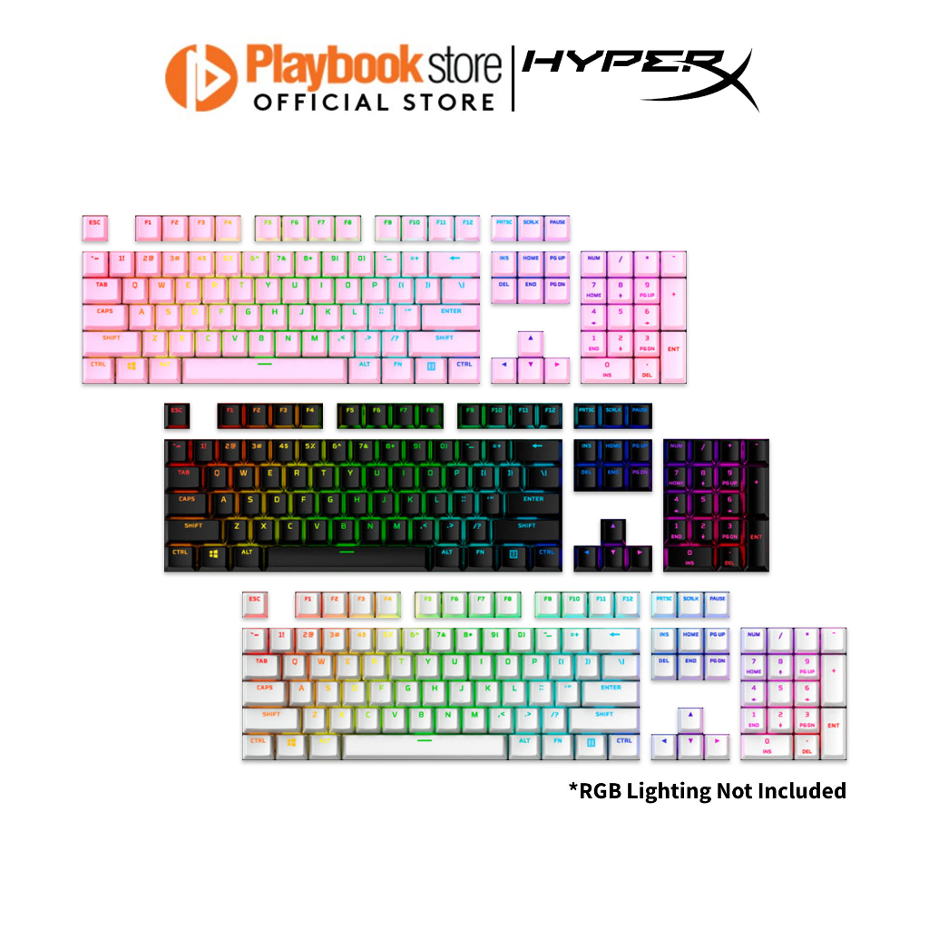 HyperX Full Key Set Keycaps 104 Keys Durable Double Shot PBT Material ...