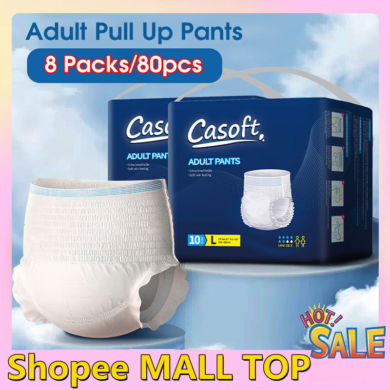 【8Packs/Box】Cod 80pcs Adult Pull Up Pants Pull Up Pants Adults Diapers ...