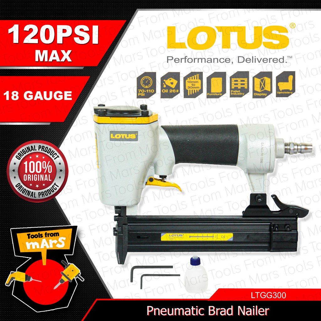 LOTUS Pneumatic Air Brad Nailer (Nail Gun) / Stapler for U-Nails ...