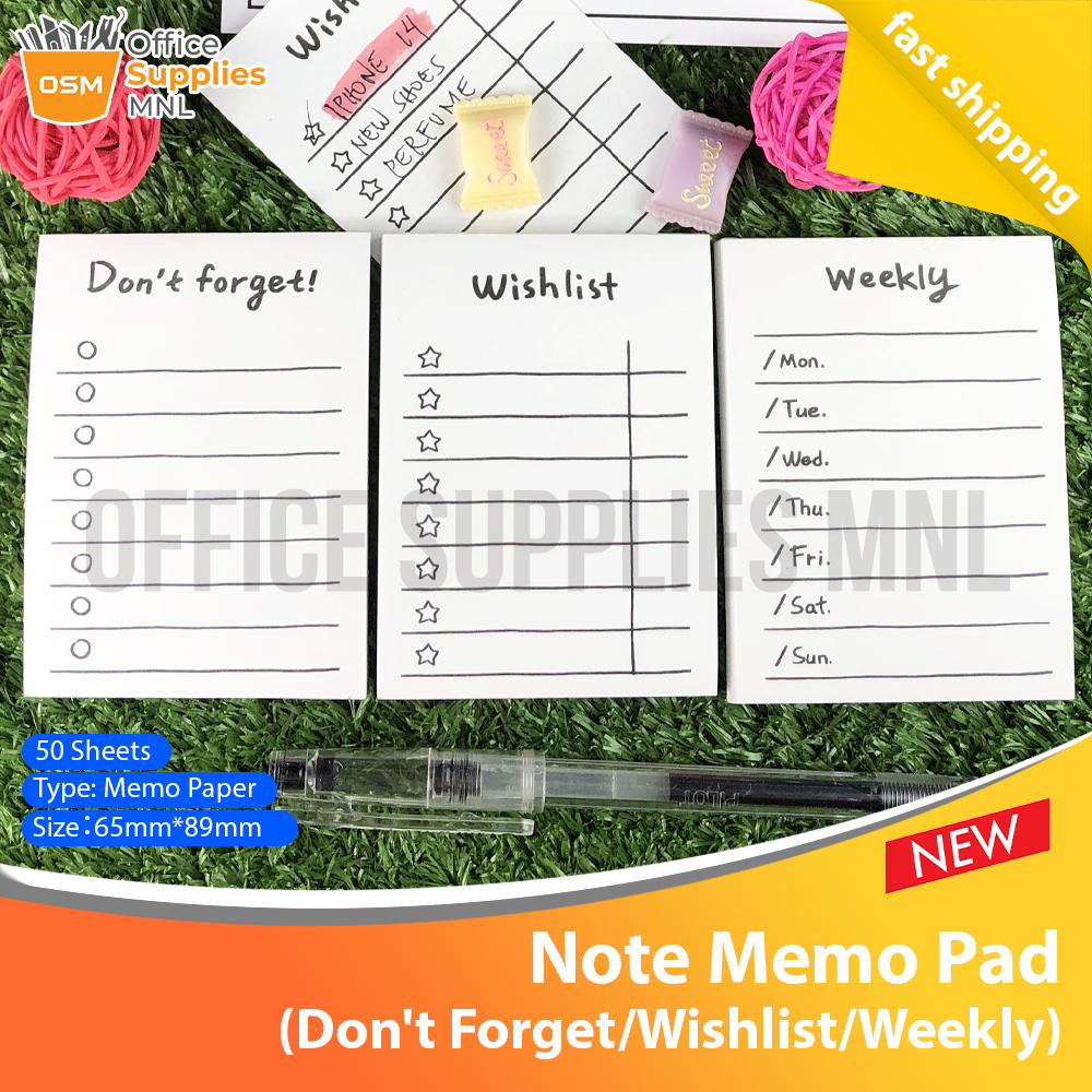 Memo Pad School Work Planner Tear Off Note Pad Time Management ( Don't ...