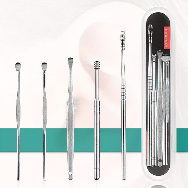 5 Portable Ear Cleaner Set Earpick Ear Wax Remover Ear Curette Spiral ...