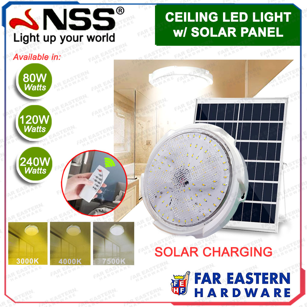 NSS Solar Ceiling LED Light w/ Panel & Remote Control 80W | 120W | 240W ...