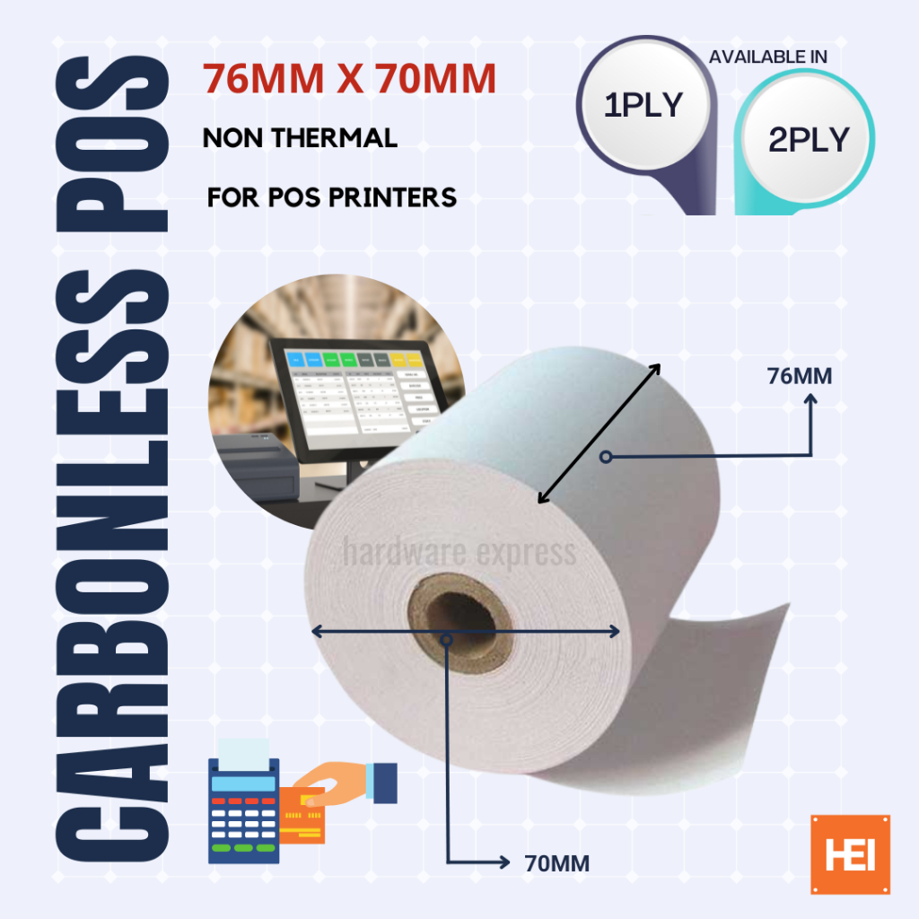 Carbonless POS Journal Roll 76MM x 70MM 2PLY & 3PLY | Shopee Philippines