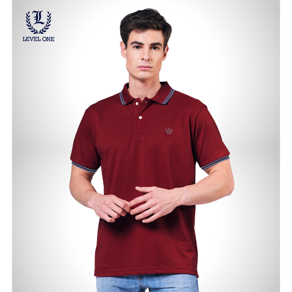 Level One Men's Twin Stripes Same Color Polo Shirt w/ "L" Crest ...