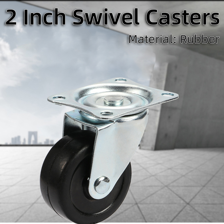 2 Inch Universal wheel cart wheel silent solid rubber wheel casters ...