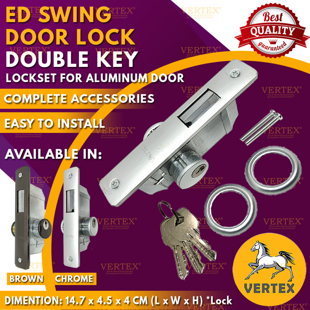 Vertex ED Swing Door Lock DOUBLE KEY Aluminum Wf lockset | Shopee ...