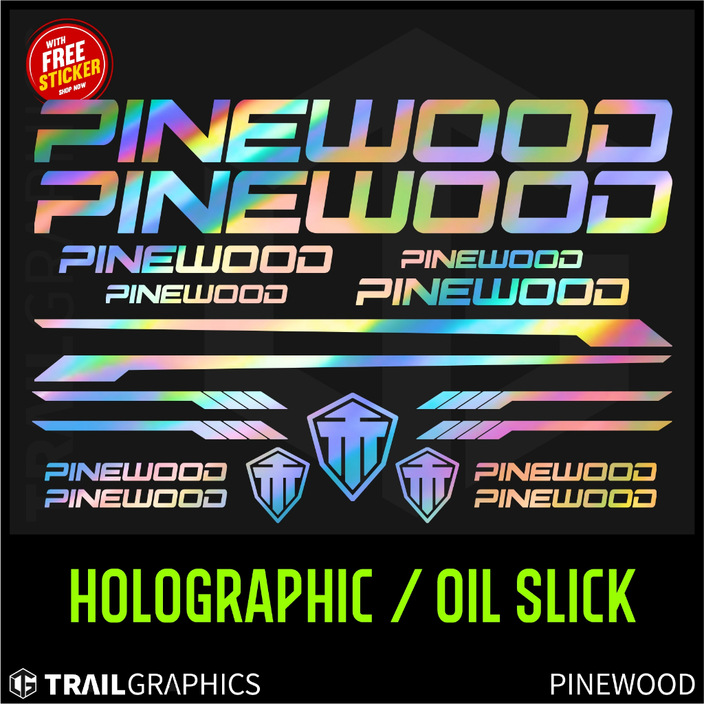 PINEWOOD Holographic / Oil Slick Sticker Decal Vinyl for Mountain Bike ...
