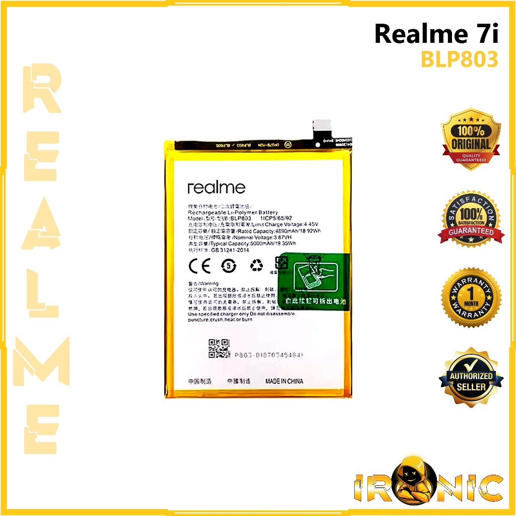 Realme 7i Battery Model BLP803 Original Equipment Manufacturer | Shopee ...