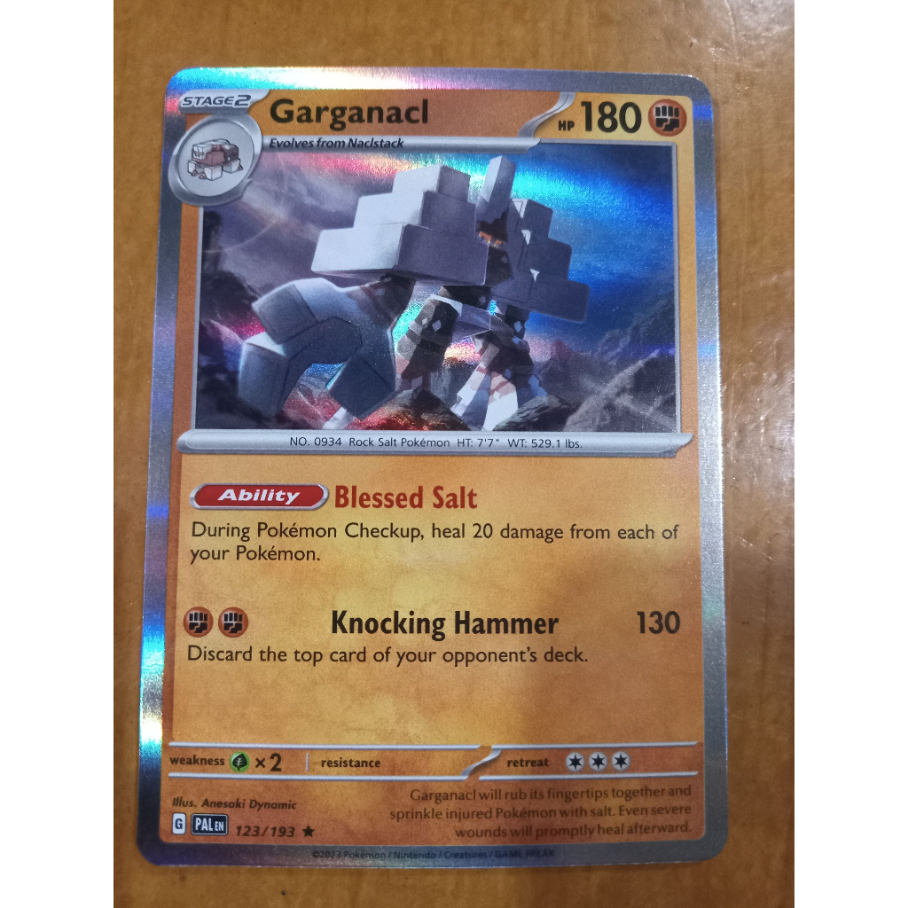 Garganacl Holo Rare 123/193 Pokemon TCG Standard English Paldea Evolved ...