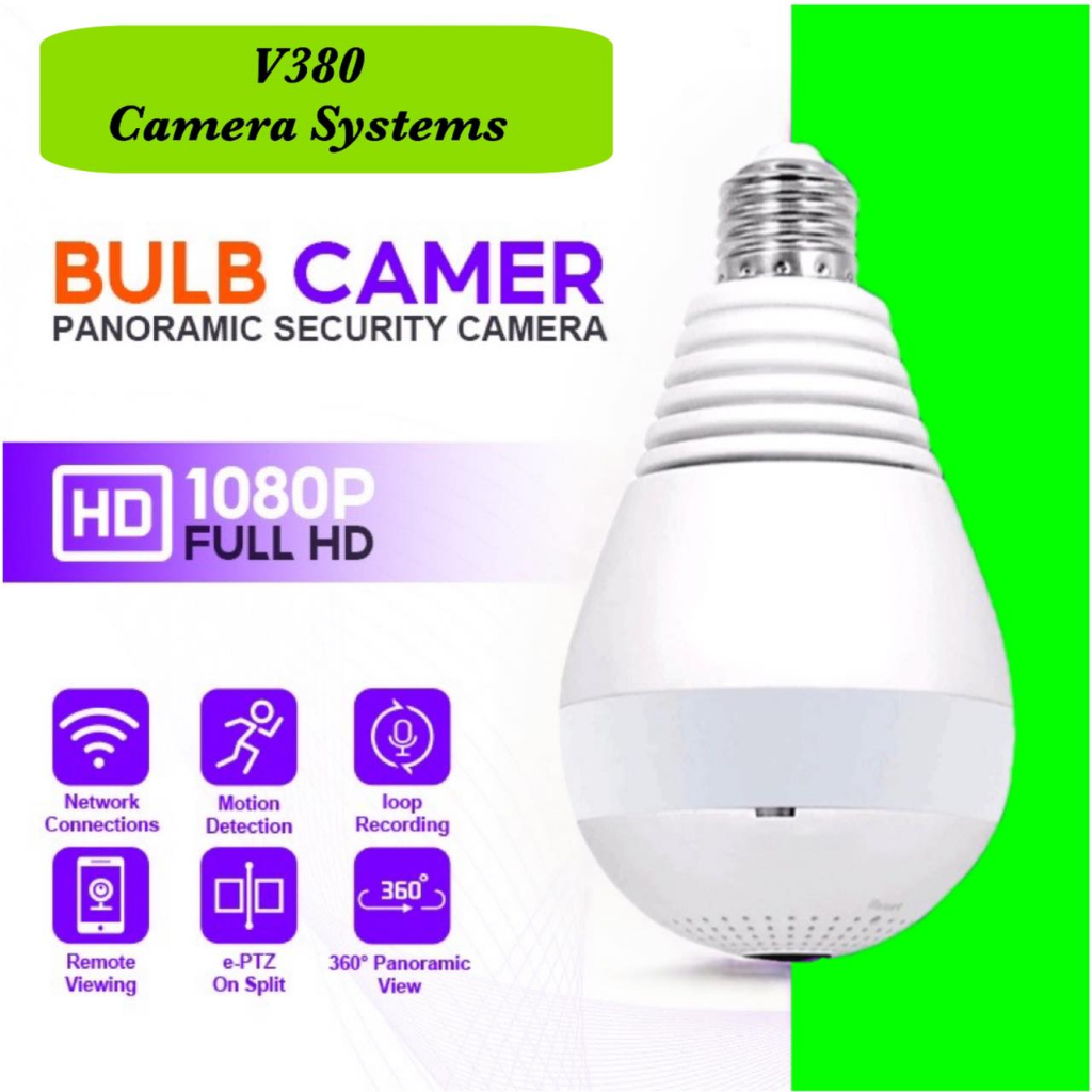 Lucky V380 HD 1080P Light Bulb 360 Panoramic Bulb V380 IP Cam with ...