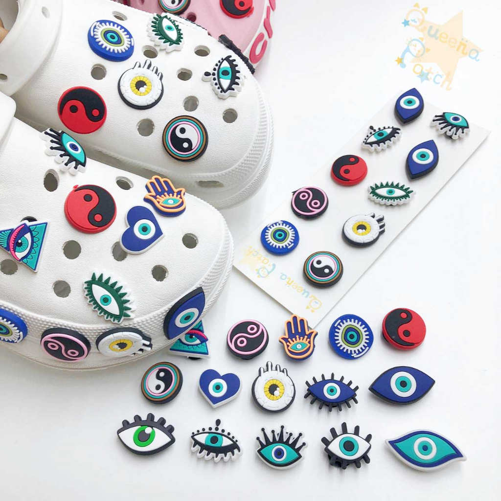 Devil's Eye Croc Charms Shoe Charms Decorations PVC Clog Shoe Bracelet ...