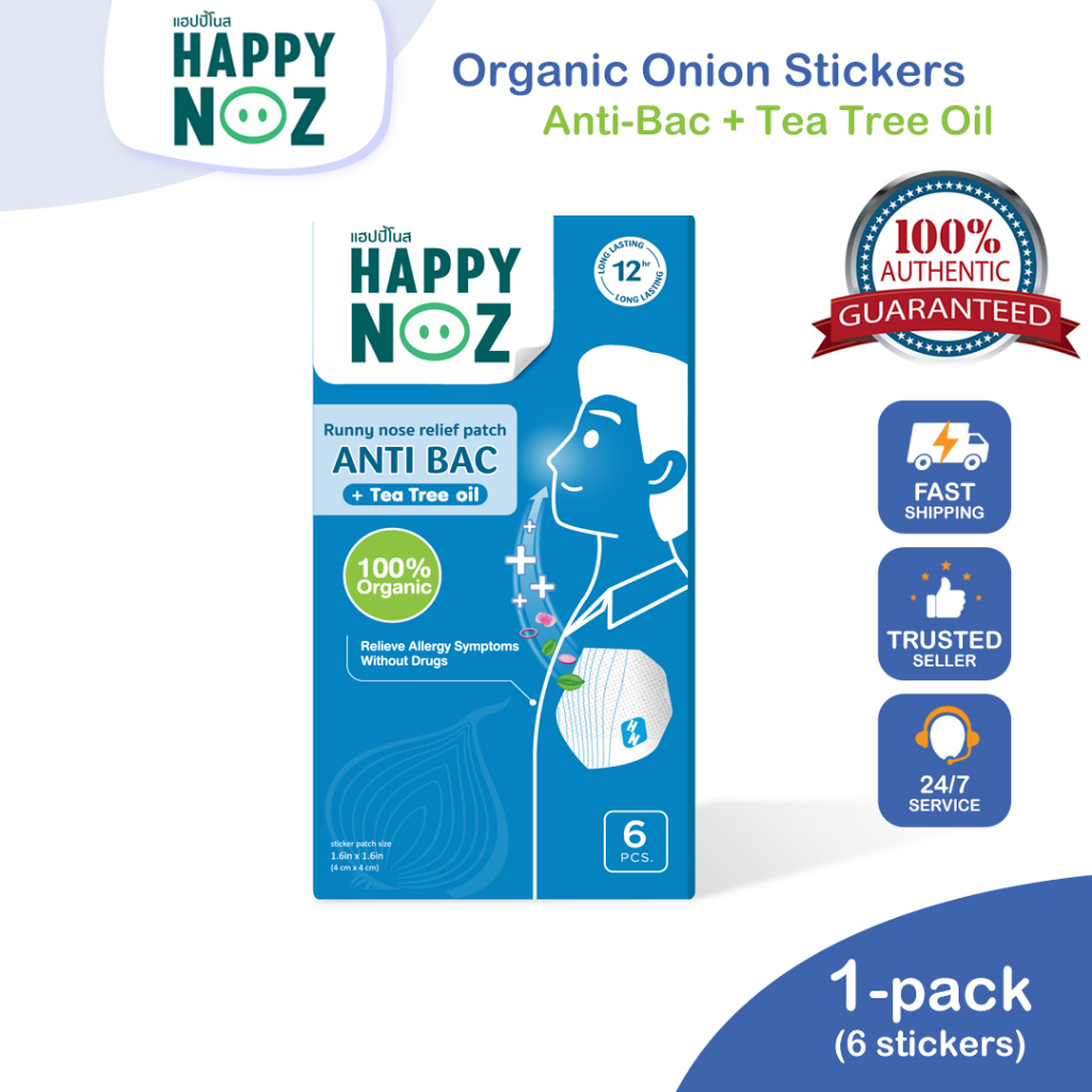 Happy Noz w/ Anti-Bac Adults - 100% Organic Onion Sticker Blue Box Bacterial Infections | Shopee ...
