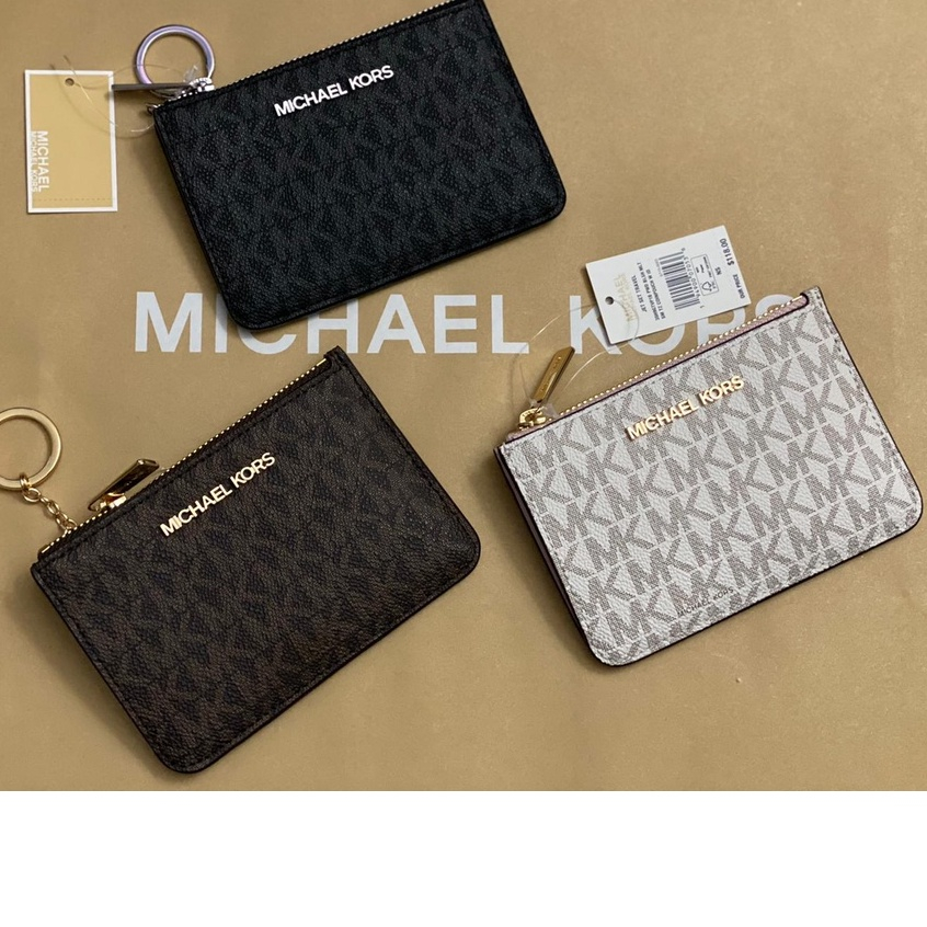 MK Wallet (Coin Case) Signature Small Top Zip ID Key Ring Coin Pouch ...