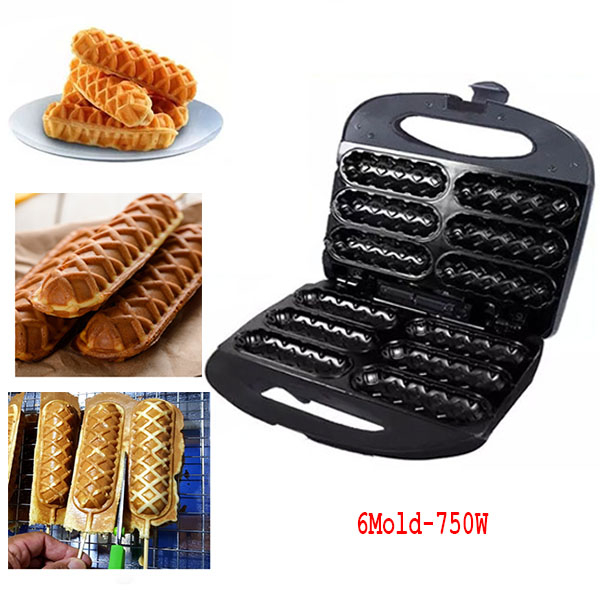 WAFFLE HOTDOG PAN-Non-Stick 6 Mini Corn Dog Maker, Stainless Steel ...