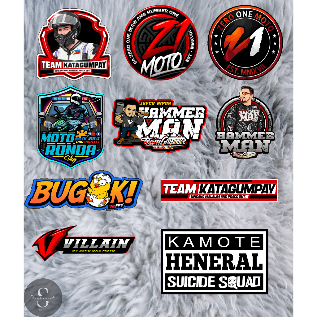 One Set Of BUGOK, Team Katagumpay, Z1 Moto Waterproof Sticker Car Bike ...