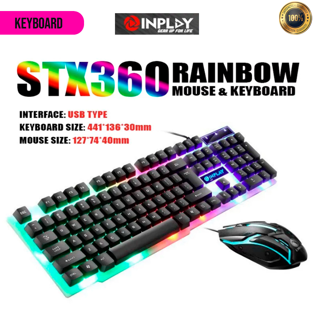 Inplay STX360/STX200 Rainbow Mouse Keyboard With RGB Light Combo For ...