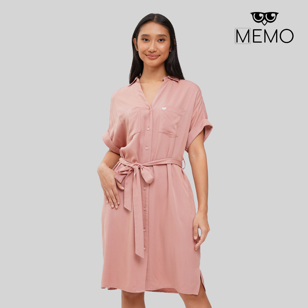 Memo Shirt Dress For Women (Blush) | Shopee Philippines