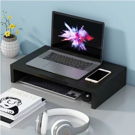 Wooden Monitor Stand 1Layer/2Layer Computer Monitor Riser Wood Laptop ...
