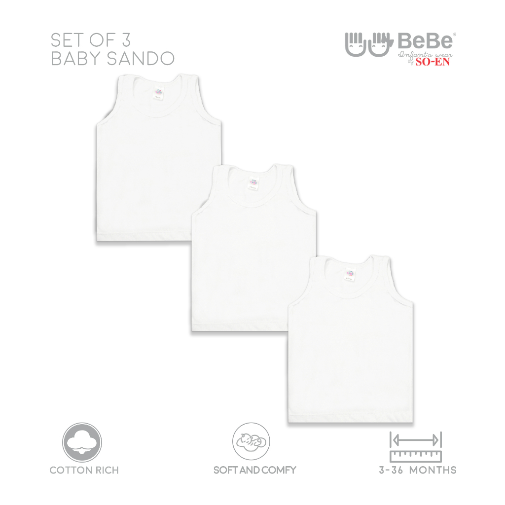 BeBe By SO-EN Baby 3in1 Cotton Rich Sando | Shopee Philippines