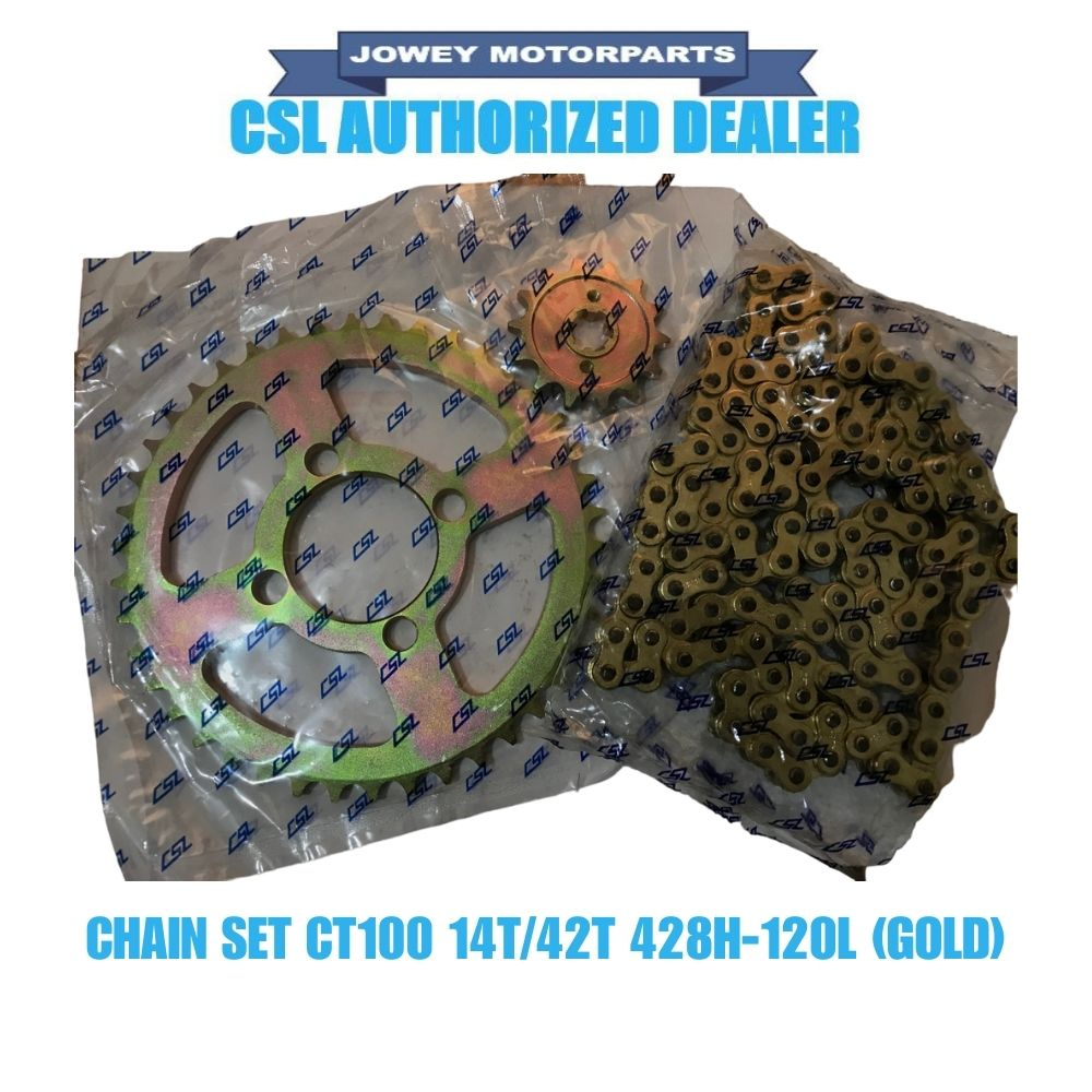 CSL CHAIN SET CT100 14T/42T 428H-120L/CT100 14T/45T 428H-120L (GOLD ...