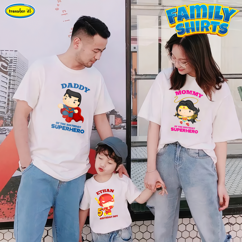 Superhero Personalized Daddy Mommy Baby Family Birthday Shirt ...