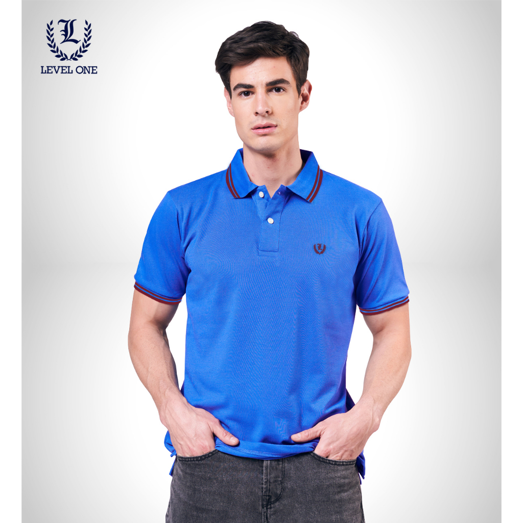 Level One Men's Twin Stripes Same Color Polo Shirt w/ "L" Crest ...