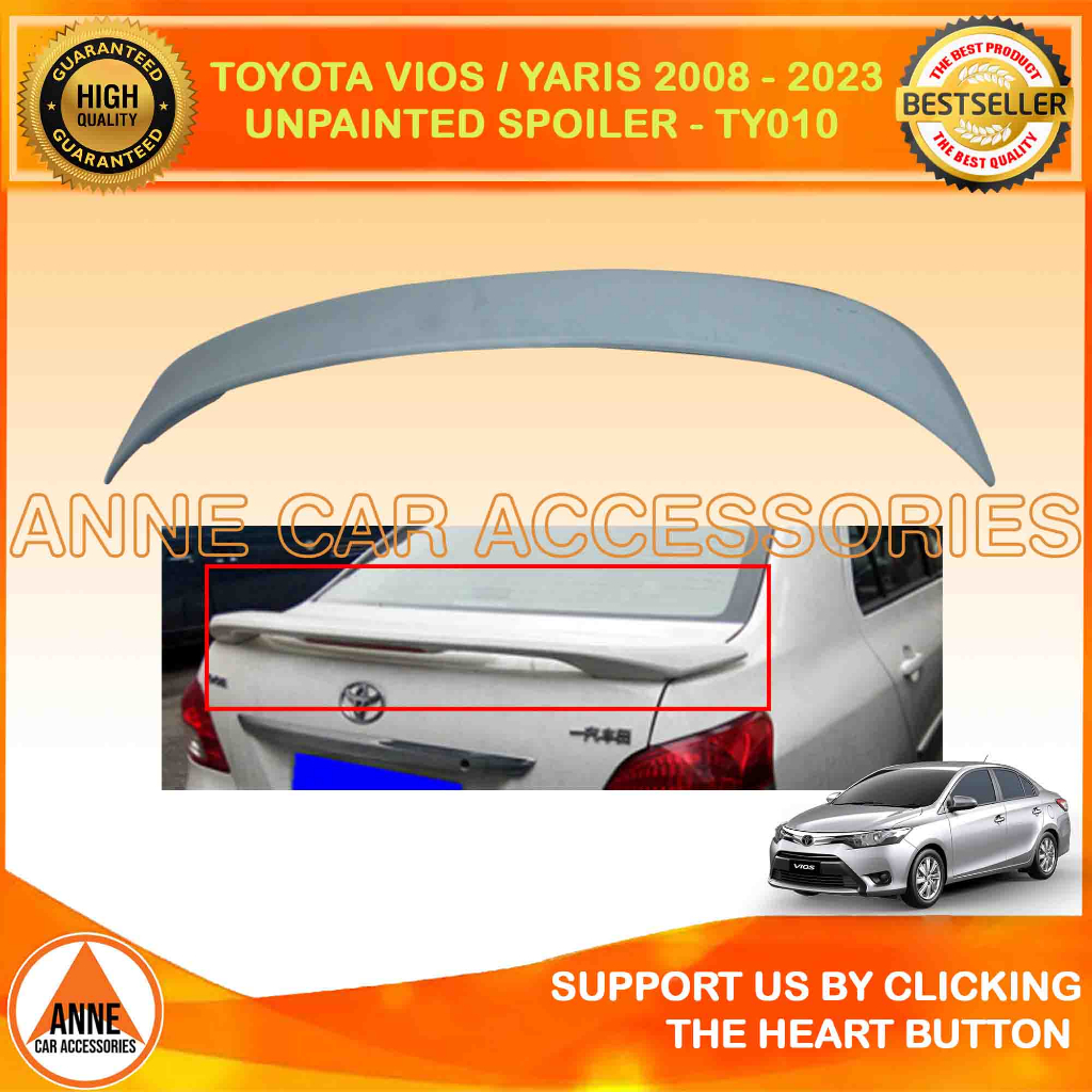 High Quality Unpainted Spoiler Toyota Vios Yaris 2008 2009 2010 2011 2012 2013 Rear Boot Lid ...