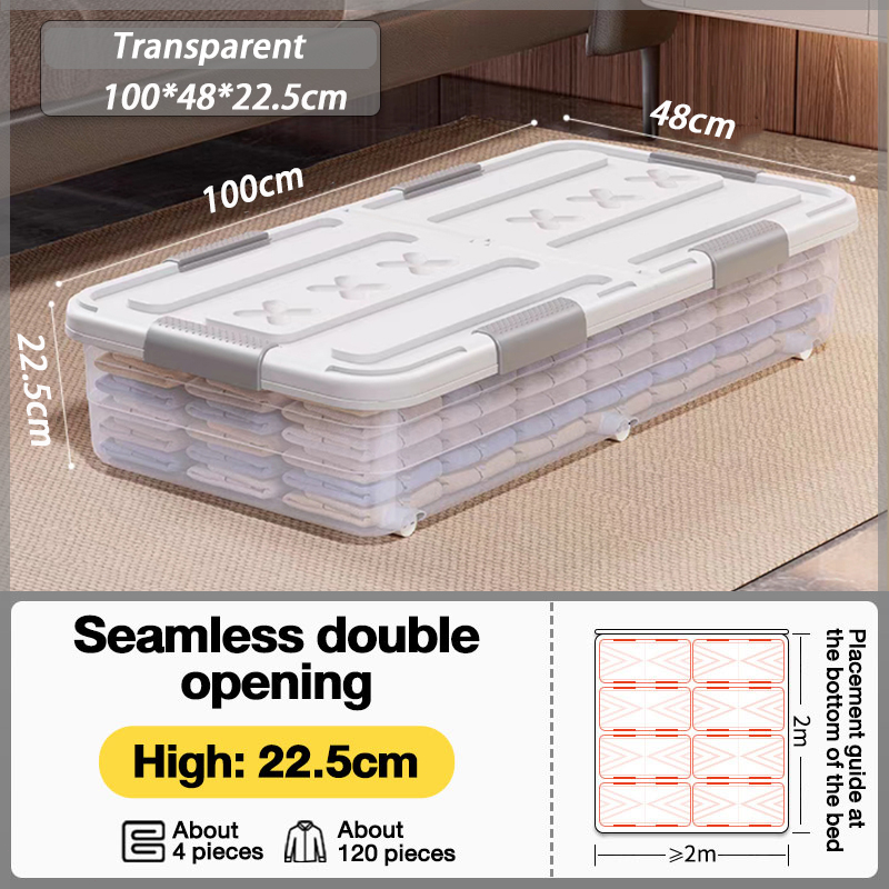 MUJU Storage Box Under The Bed With Wheels Oversize Plastic Bin ...