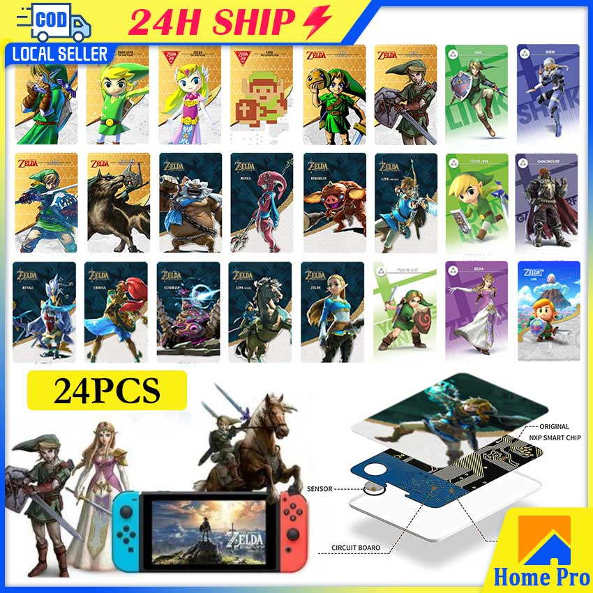 24PCS Legend of Zelda Breath of the Wild Ns Switch Zelda Card Loftwing ...